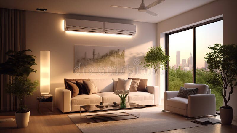 A Modern Air Conditioning Unit in a Stylish Setting. Created with ...