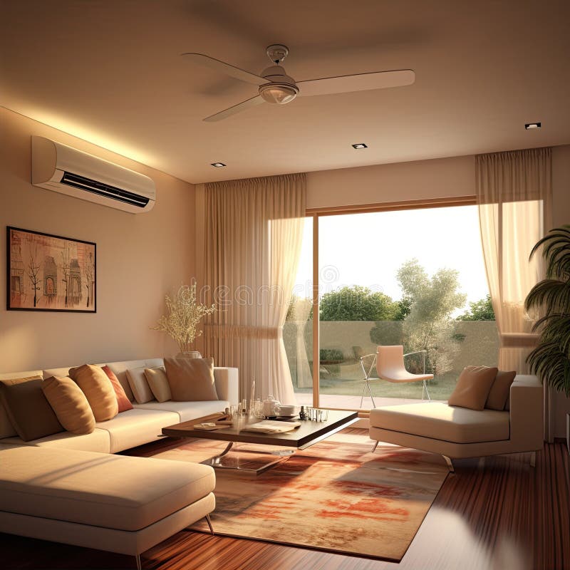 A Modern Air Conditioning Unit in a Stylish Setting. Created with ...