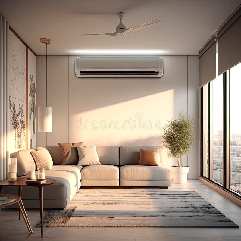 A Modern Air Conditioning Unit in a Stylish Setting. Created with ...