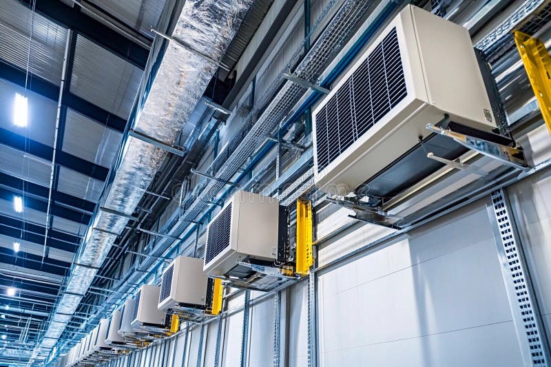 Modern Air Conditioning Units Installed in a Spacious Industrial ...