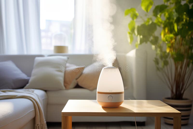Modern Air Humidifier Sitting on a Table in Living Room Stock Photo ...