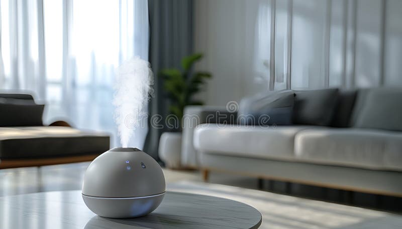 Modern Air Humidifier on Table at Home Stock Photo - Image of humidity ...