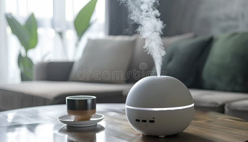 Modern Air Humidifier on Table at Home Stock Image - Image of ...