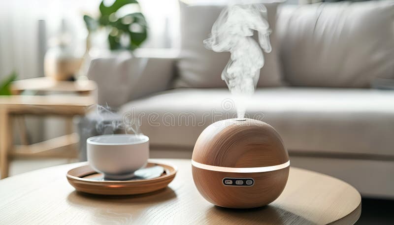 Modern Air Humidifier on Table at Home Stock Photo - Image of lifestyle ...