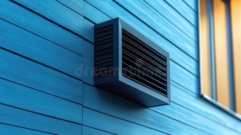 Modern Air Vent on Blue Exterior Wall Stock Photo - Image of design ...