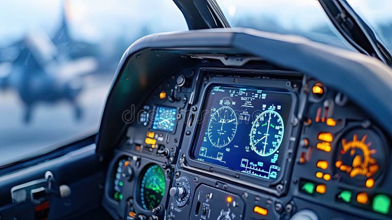 Modern Aircraft Cockpit with Advanced Instruments and Displays Stock ...