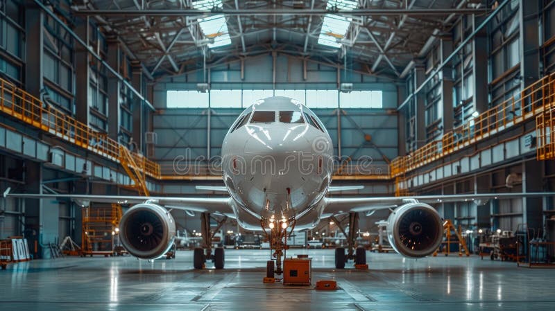Modern Aircraft in the Hangar Stock Image - Image of modern, technology ...