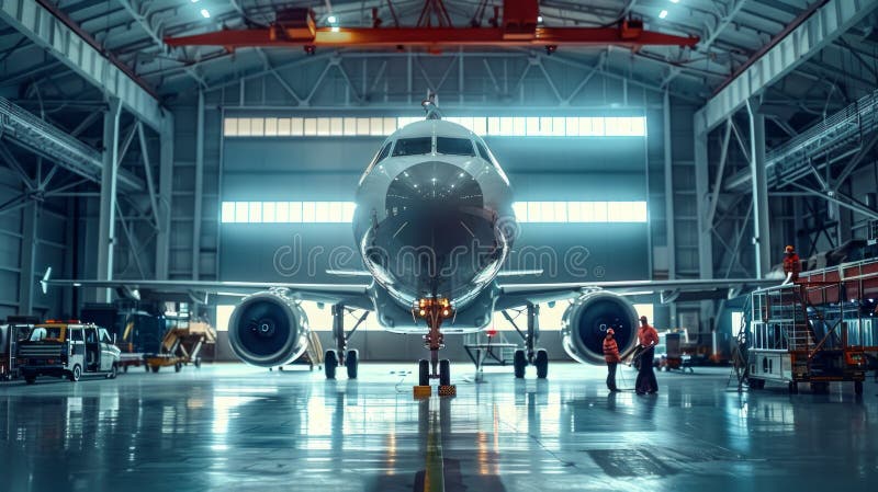 Modern Aircraft in the Hangar Stock Image - Image of vehicle, airliner ...