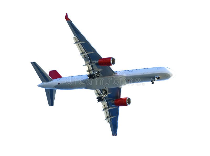 Modern Aircraft with Red Engines Isolate on a White Background View ...