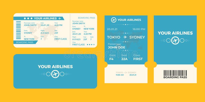 Modern Airline Ticket Design with Flight Time and Passenger Name ...