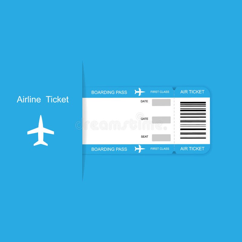 Modern Airline Travel Boarding Pass Ticket on Blue Background. Stock ...