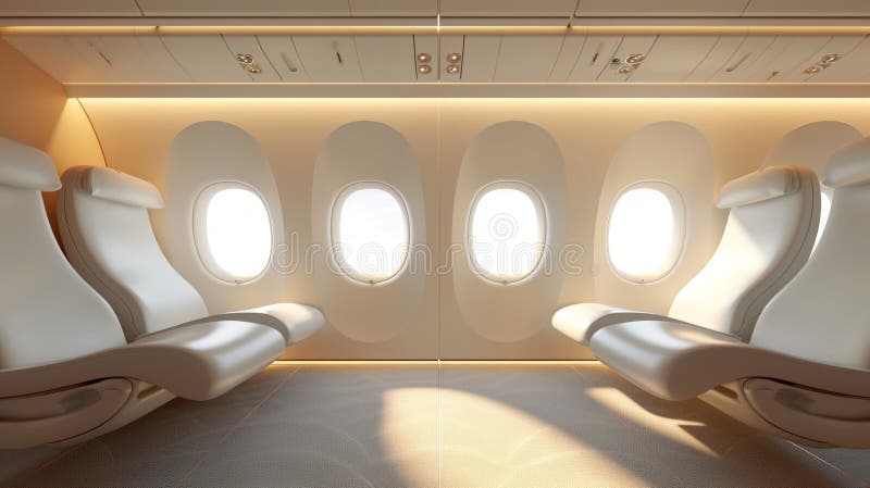 Modern Airplane Cabin Interior Stock Photo - Image of travel ...