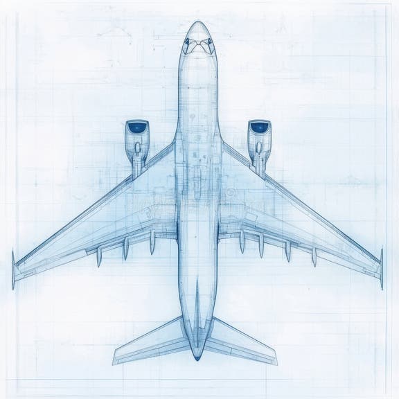 Modern Airplane Design Blueprints with Detailed Specs and Structural ...