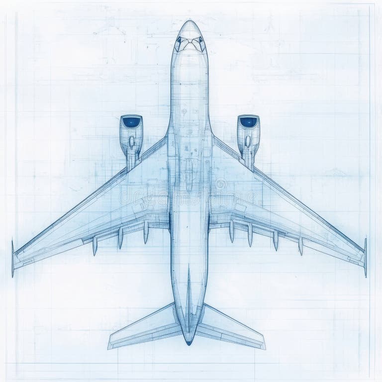Modern Airplane Design Blueprints with Detailed Specs and Structural ...