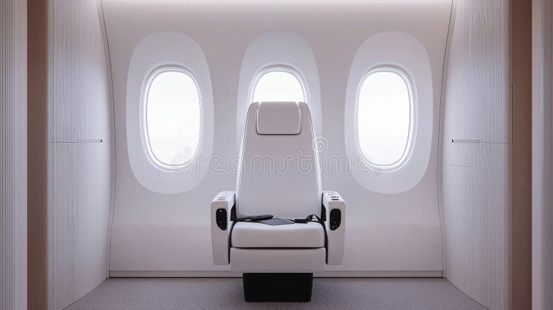 Modern Airplane First Class Suite with Luxurious Seat and Windows AI ...