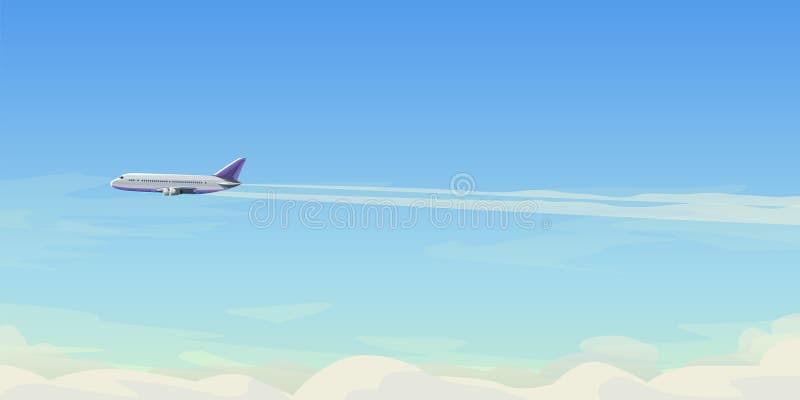 Modern Airplane Side View Flying Above Clouds Stock Vector ...