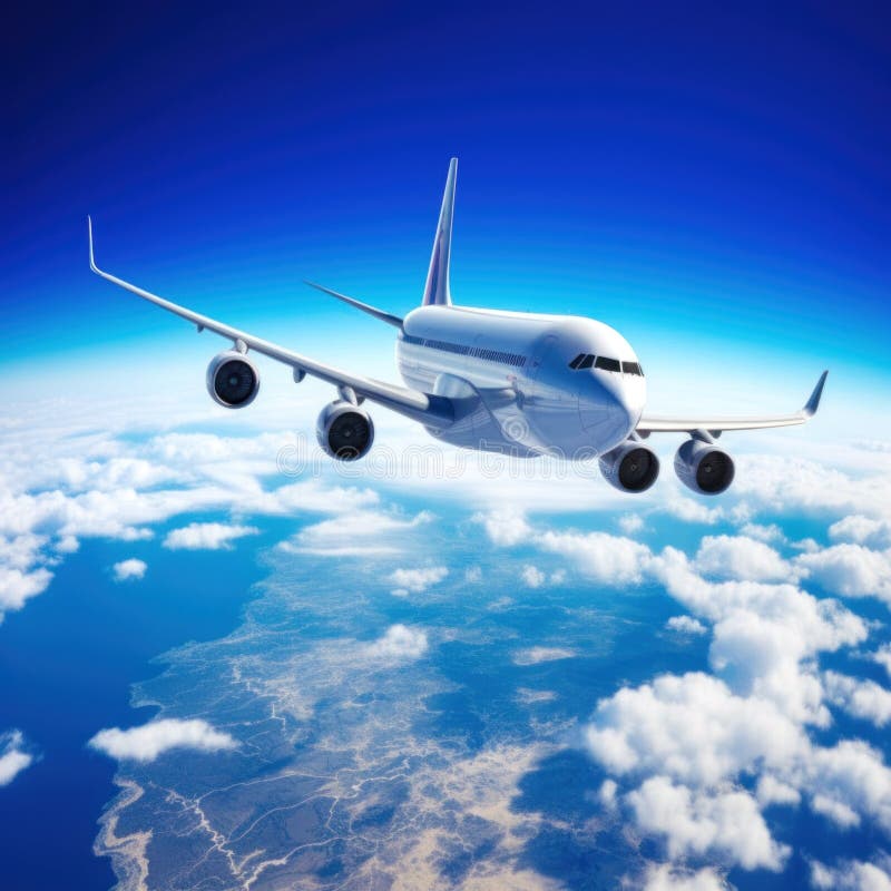 Modern Airplane in the Sky Approaching Airport Stock Illustration ...