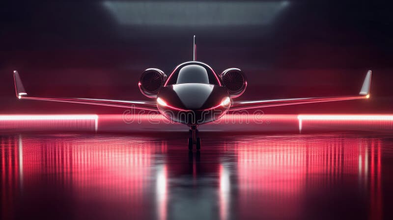Modern Airplane with Sleek Electronic Features Illuminated in a ...
