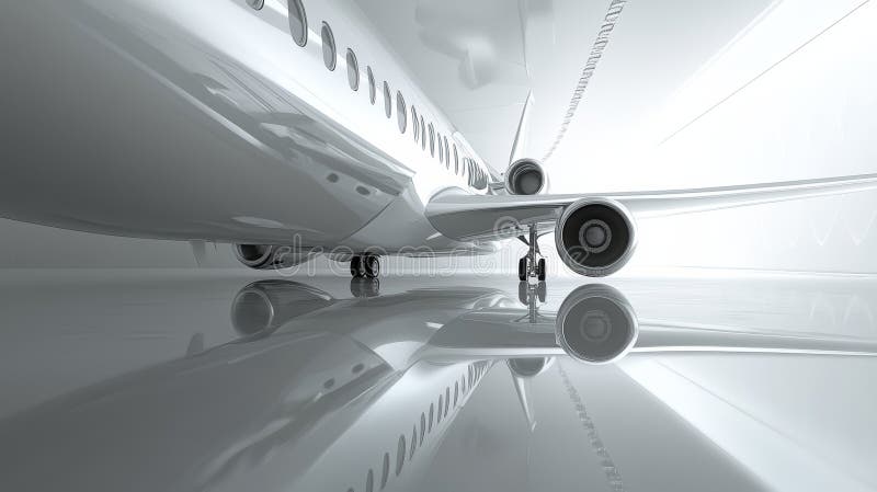 Modern Airplane Standing in Empty Hangar Stock Image - Image of ...