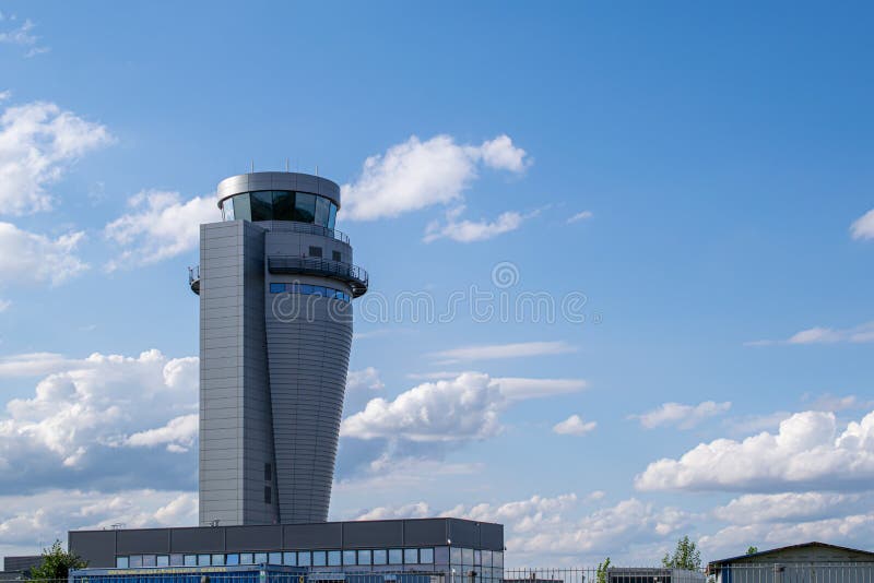 Modern Airport Control Tower Made of Metal and Glass Stock Image ...