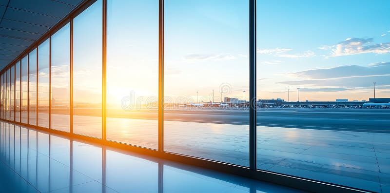 A Modern Airport Interior Featuring Large Windows that Capture a ...