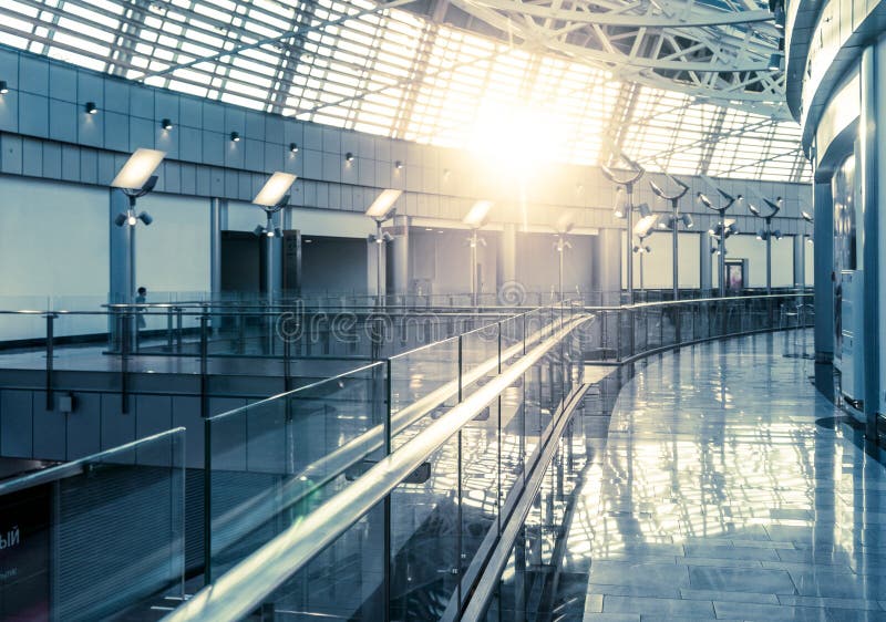 Modern Airport Interior Glass Wall Stock Image - Image of business ...