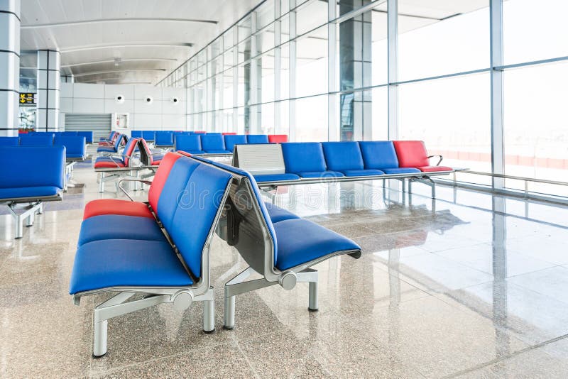 Modern Airport Lounge Seat Rows Stock Photo - Image of building, area ...