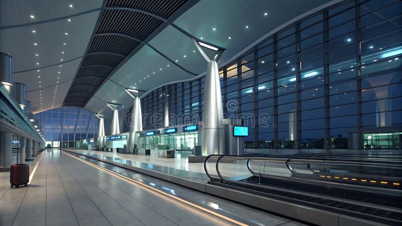 Modern Airport Terminal Interior: Sleek Architecture, Illuminated ...