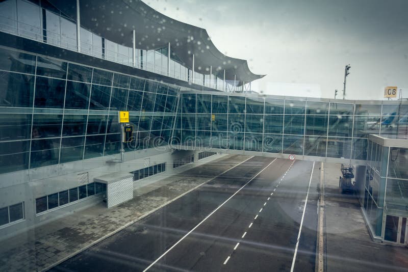 Modern Airport Terminal in Kiev at Cloudy Day Stock Image - Image of ...