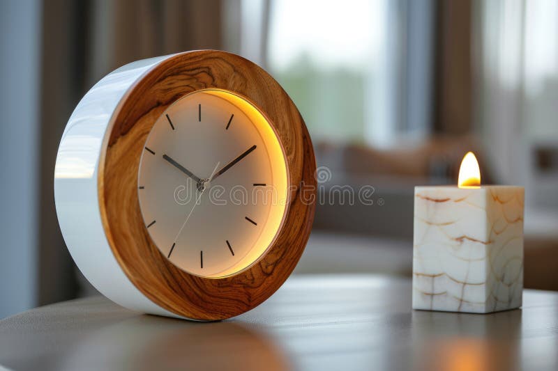 Modern Alarm Clock and Houseplant on Bedside Table. Ai Generated Stock ...