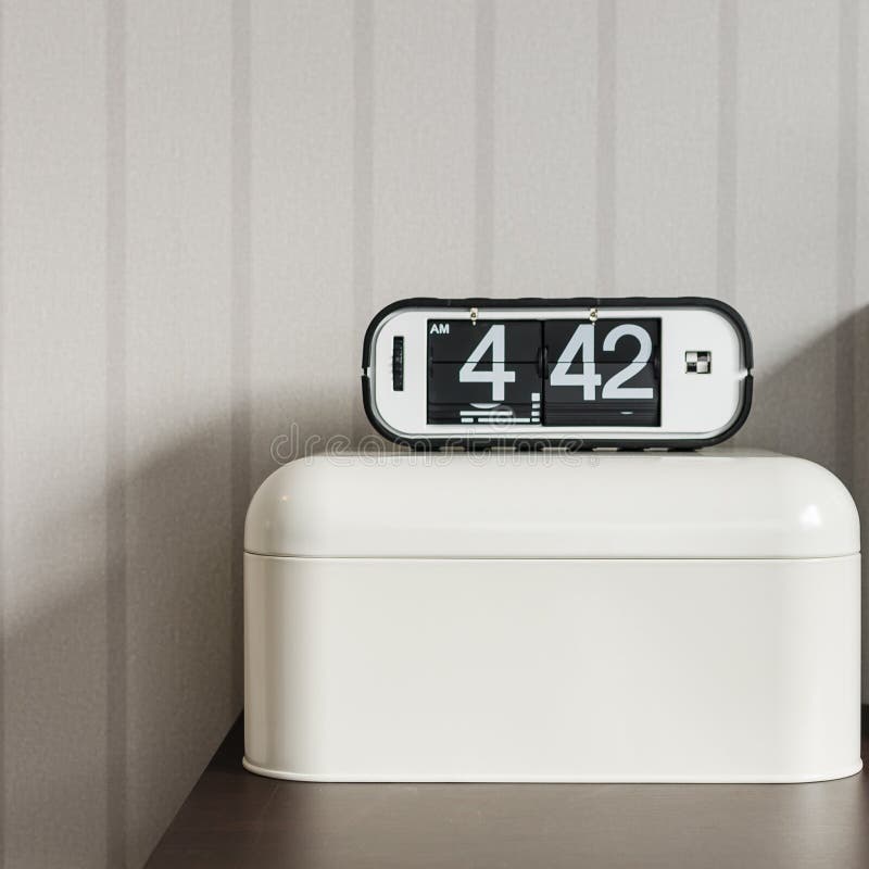 Modern Alarm Clock on White Plastic Box Stock Photo - Image of clock ...
