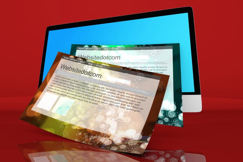 A Modern All in One Computer with Generic Websites Stock Illustration ...