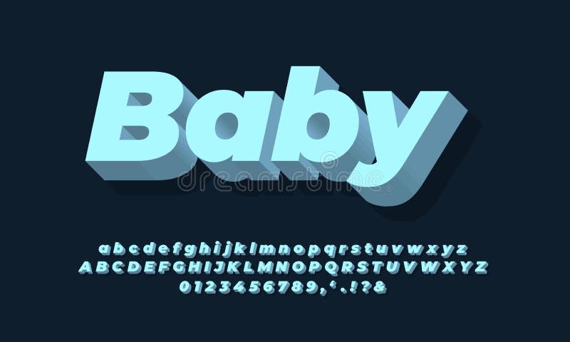 Modern Alphabet 3d Soft Blue Text Effect or Font Effect Design Stock ...