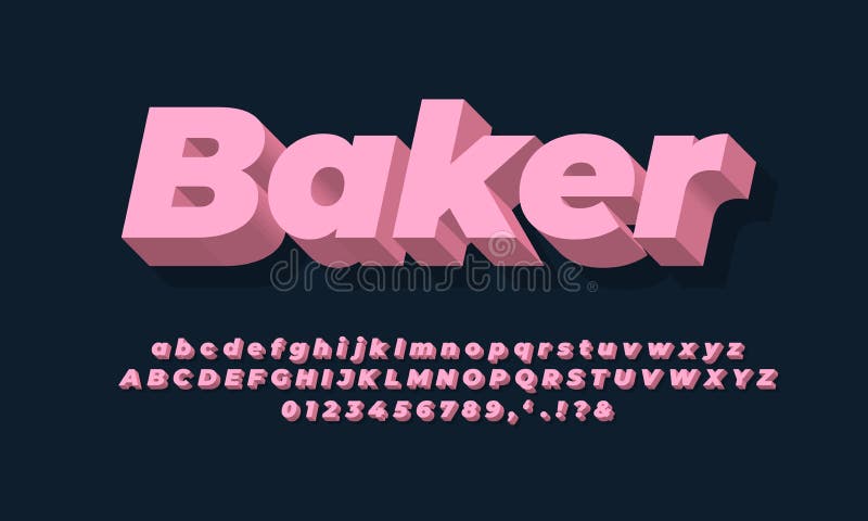 Modern Alphabet 3d Soft Pink Bold Text Effect or Font Effect Design ...