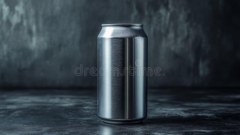 Modern Aluminum Can Displayed on Dark Textured Surface in Dimly Lit ...