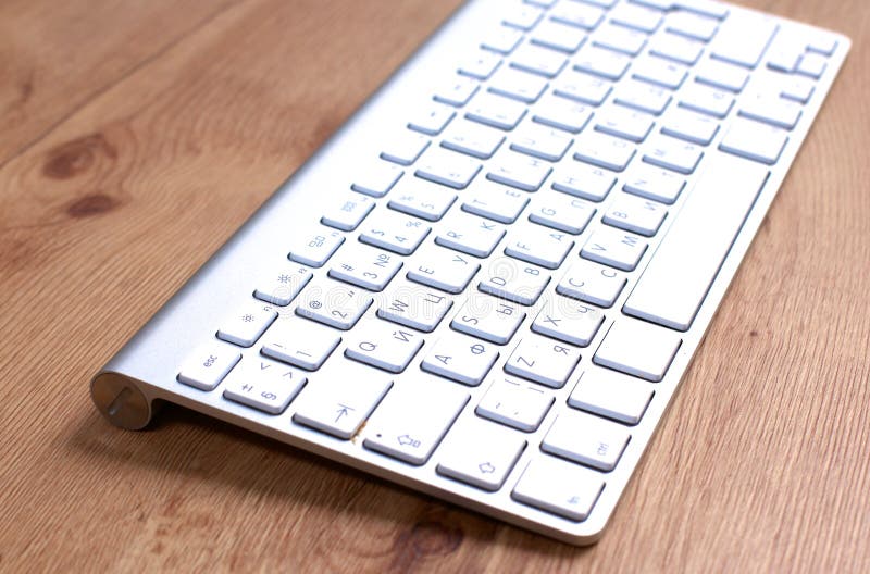 Modern Aluminum Computer Keyboard on the Table Stock Photo - Image of ...