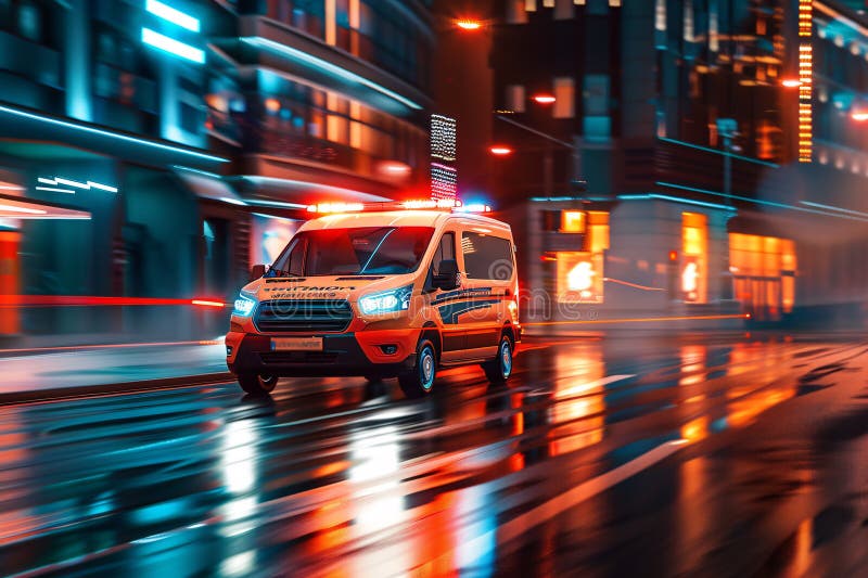 Modern Ambulance Car with Flash Lights Stock Illustration ...