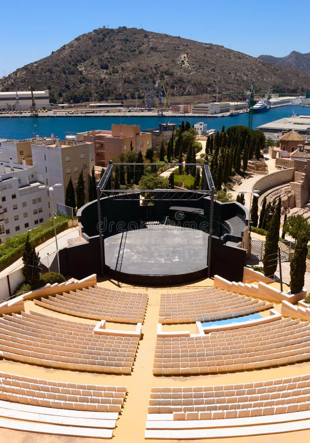 Modern Amphitheatre in Cartagena Stock Image - Image of outside, water ...