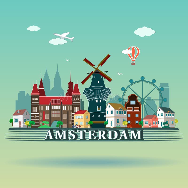 Travel Netherlands Destination Landmarks Skyline Background Stock ...