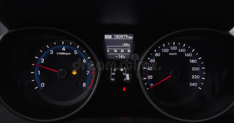 Modern Analog Car Dashboard Close Up Stock Video - Video of needle ...