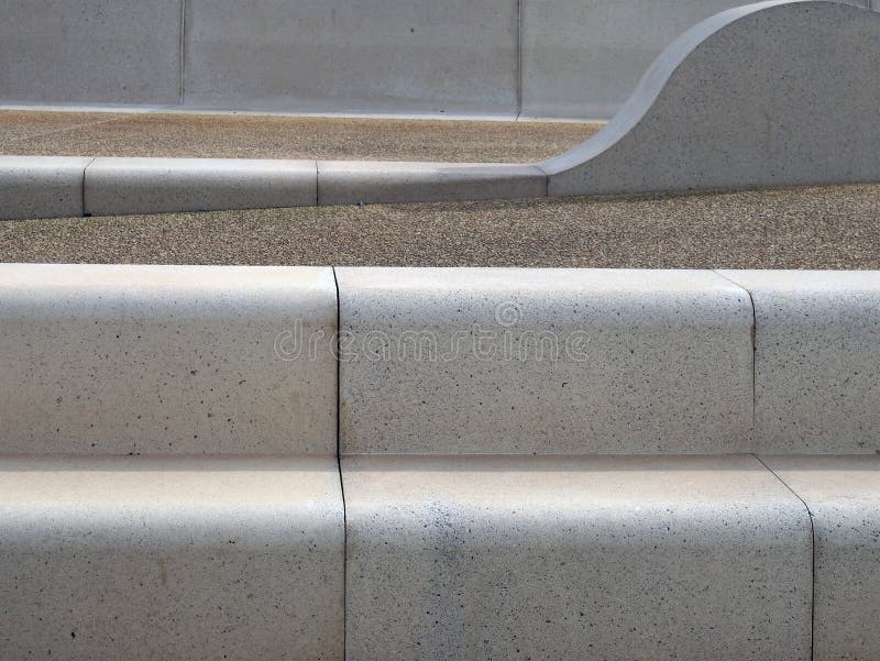 Modern Angled Outdoor Steps with Rounded Corners in Textured Grey and ...