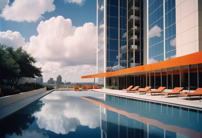 A Modern, Angular Building with a Reflective Glass Facade Stock ...