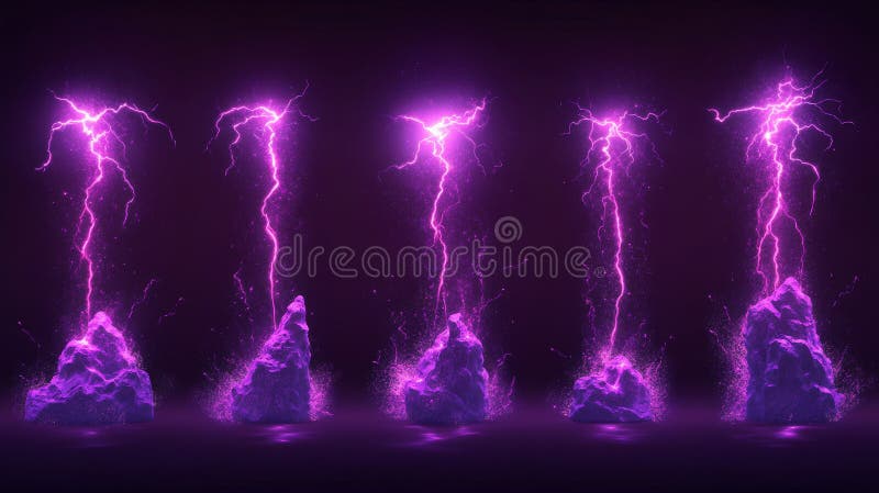 A Modern Animation Sprite Sheet Featuring Realistic Lightning Strikes ...