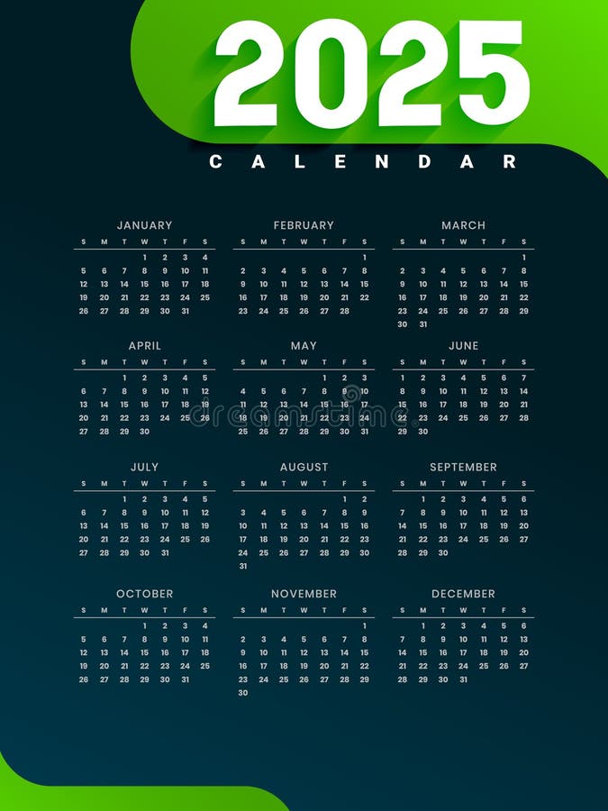 Modern 2025 Annual Calendar Layout Organize Business Task Stock Vector ...