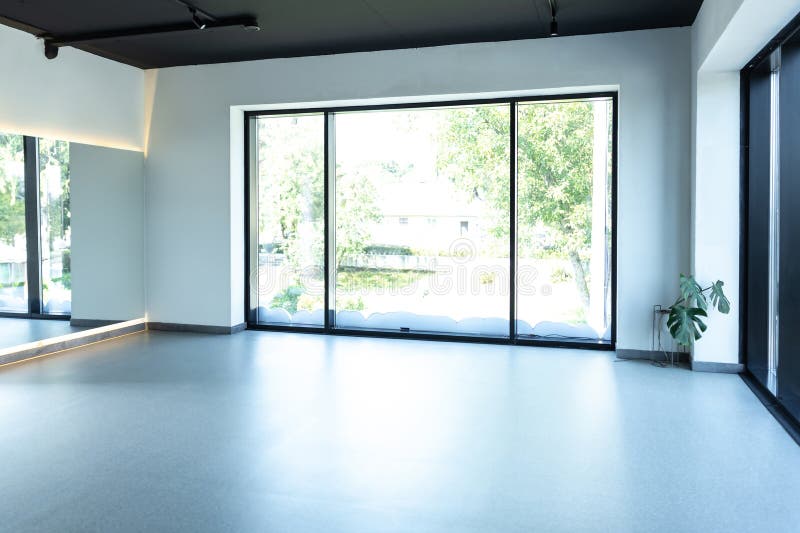 Modern Apartment with Big Windows Empty Interior Space Designed in ...