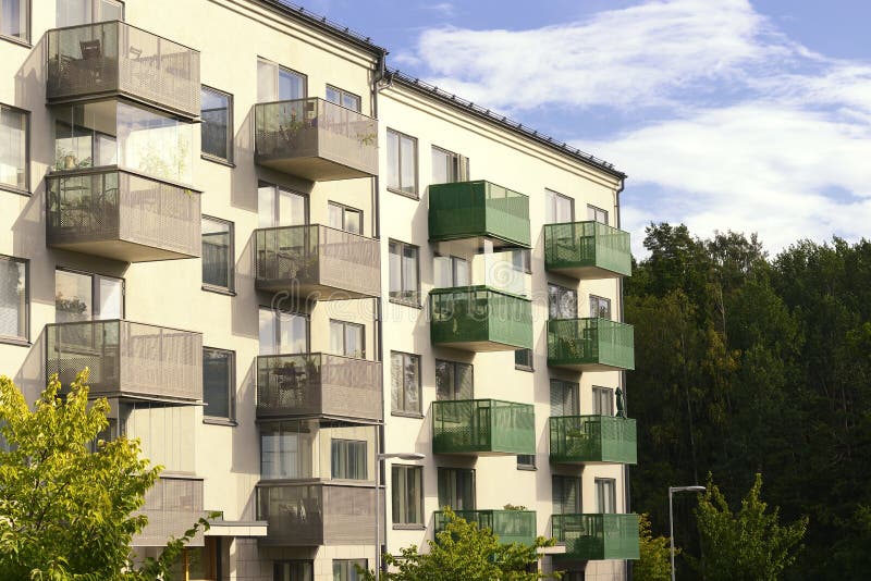 Modern apartment block stock photo. Image of built, apartment - 195974022