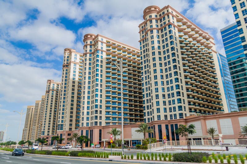 Modern Apartment Blocks in Dubai, U Stock Image - Image of exterior ...