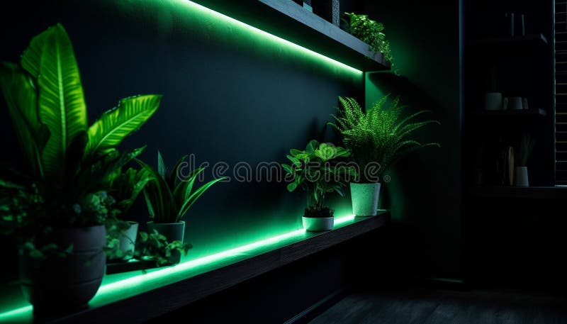 Modern Apartment with Bright Lighting, Green Plants, and Technology ...