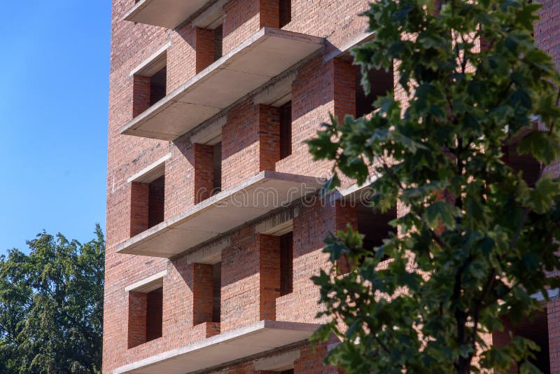 Modern Apartment Building during Construction Stock Image - Image of ...