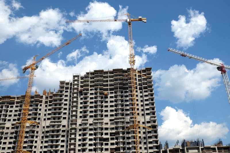 Modern Apartment Building Construction Stock Image - Image of frame ...